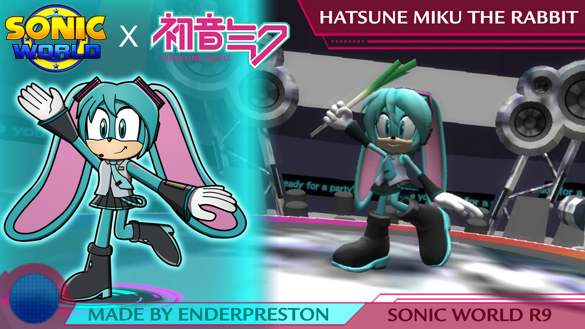 Hatsune Miku And Sonic Wallpaper