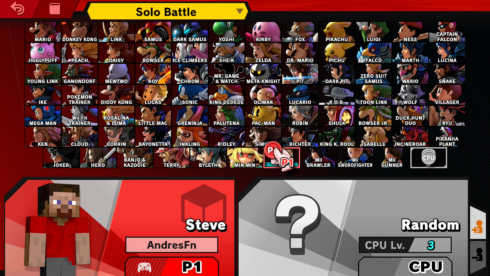Red Steve Mod for Super Smash Bros. Ultimate | SSBU Mods