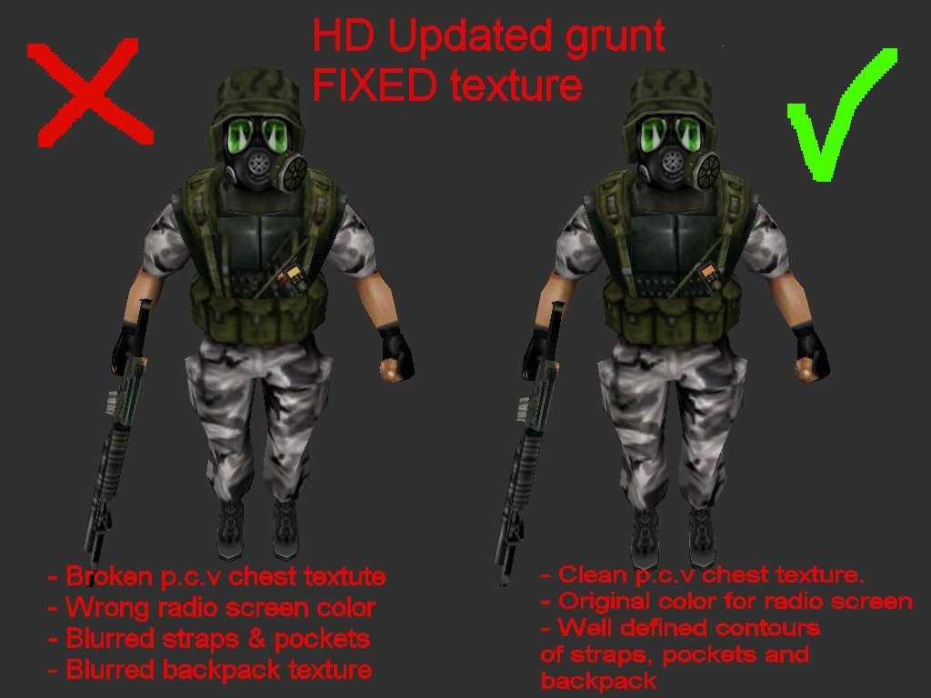 HL HD Updated grunt fixed textures Mod for Half-Life | HL Mods