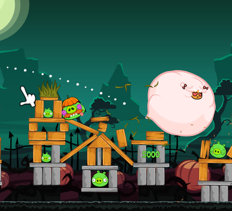 Cotton Candy Cookie Bird over Bubbles [Angry Birds Seasons PC] [Mods]