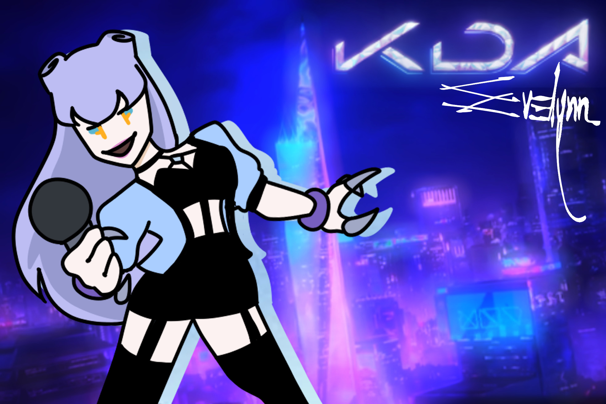 KDA ALL OUT: EVELYNN Mod for Friday Night Funkin' | FNF Mods