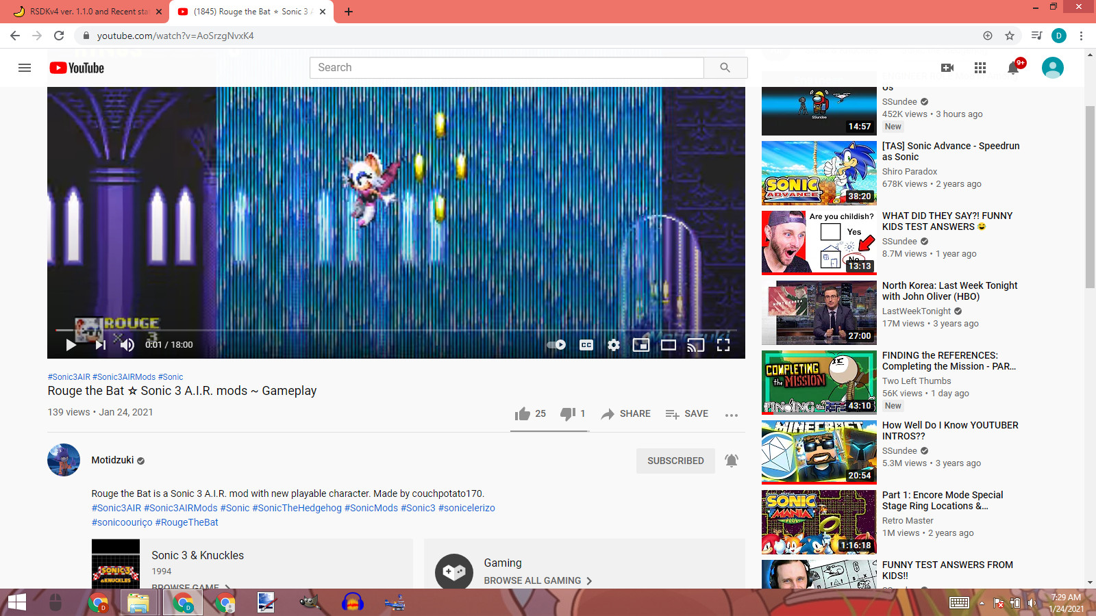 Rouge the Bat in Sonic 3 A.I.R with Custom Moveset Mod for Sonic 3 A.I ...