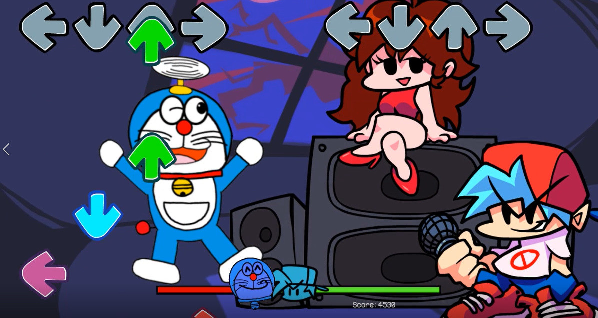 Doraemon Over Skid and Pump [Friday Night Funkin'] [Mods]