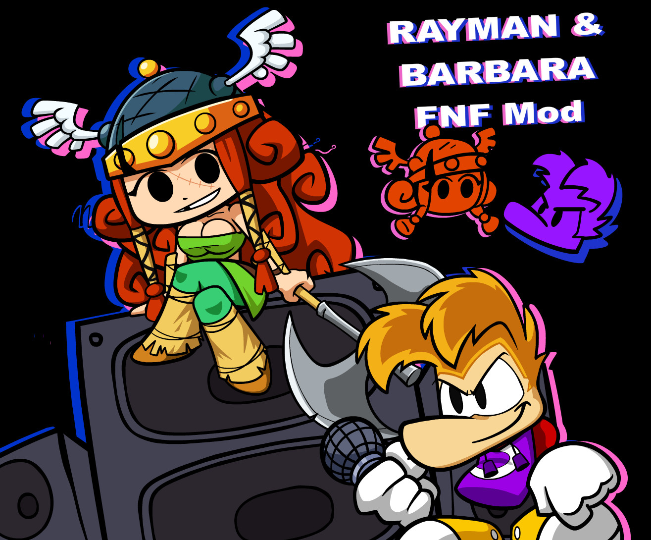 Rayman & Barbara mod Mod for Friday Night Funkin' | FNF Mods