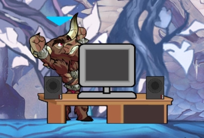 The Desk Slam taunt. [Brawlhalla] [Mods]