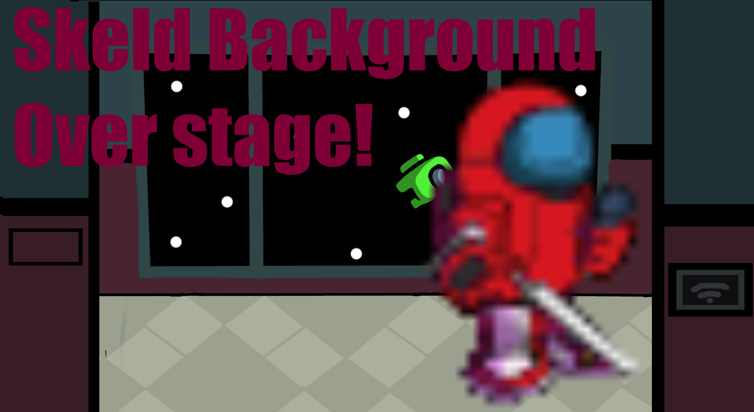 Skeld background over stage. [Friday Night Funkin'] [Mods]