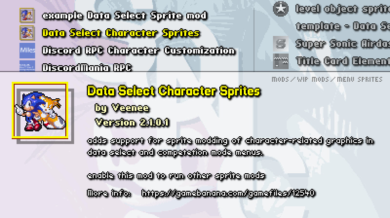 Data Select Character Sprite Mod Support Mod for Sonic 3 A.I.R. | S3AIR ...