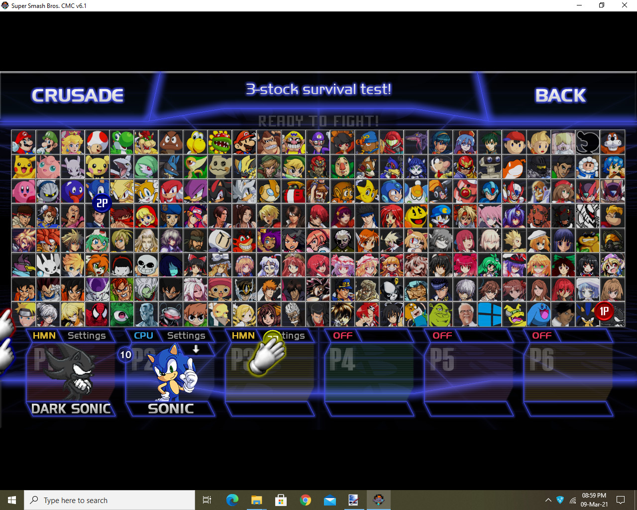 Dark Sonic (Sonic) (CMC + / SSBC 0.9.3) [Super Smash Bros. Crusade] [Mods]