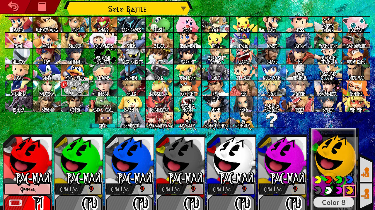 Pac-Man (Omega Recolors) Mod for Super Smash Bros. Ultimate | SSBU Mods