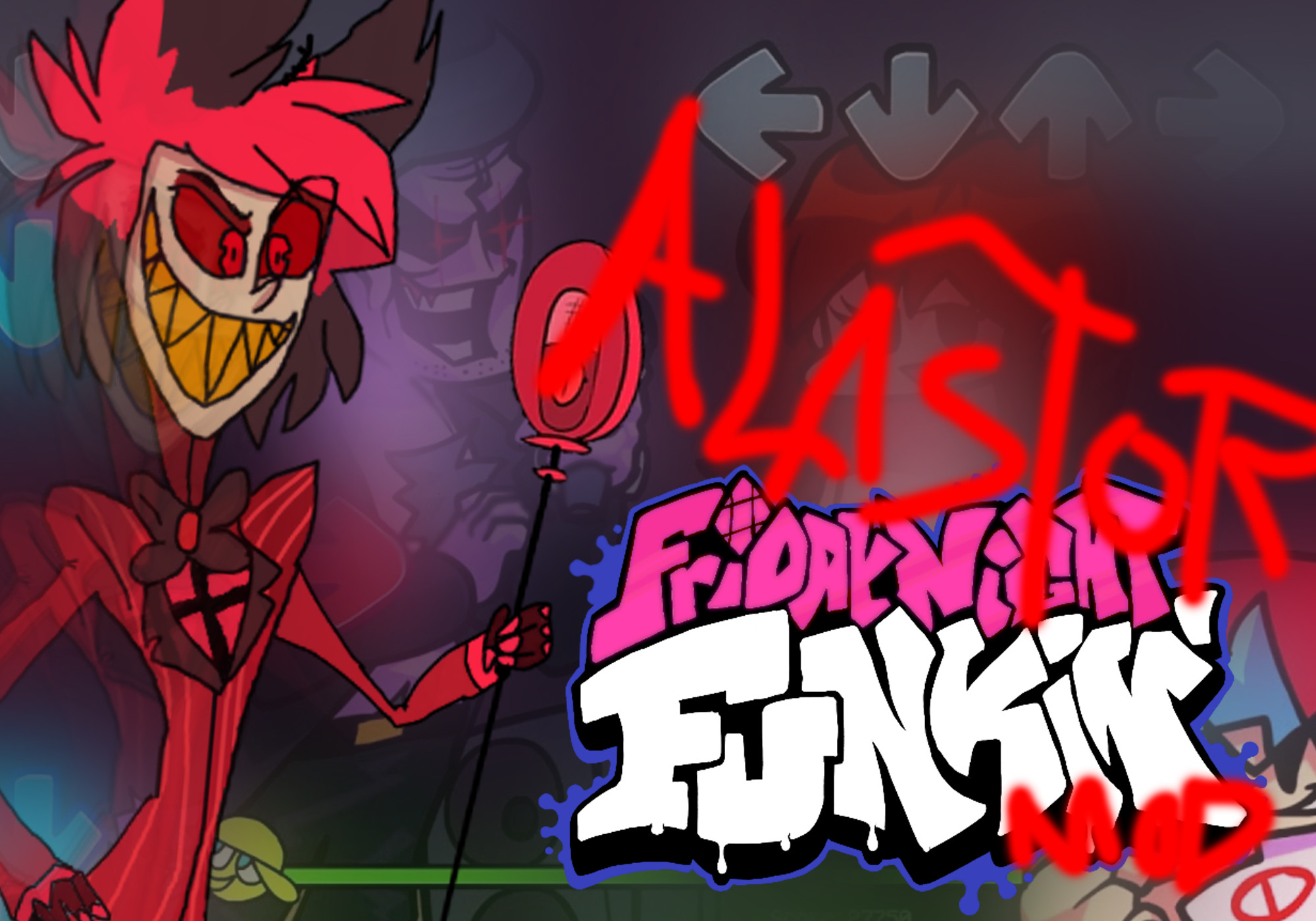 Alastor Mod!(over:Daddy Dearest) Mod for Friday Night Funkin' | FNF Mods