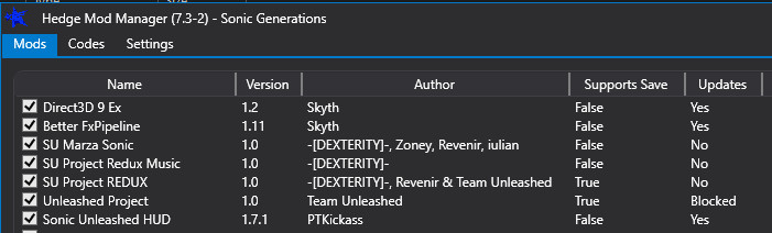 SU Project: Redux v1 [Sonic Generations] [Mods]