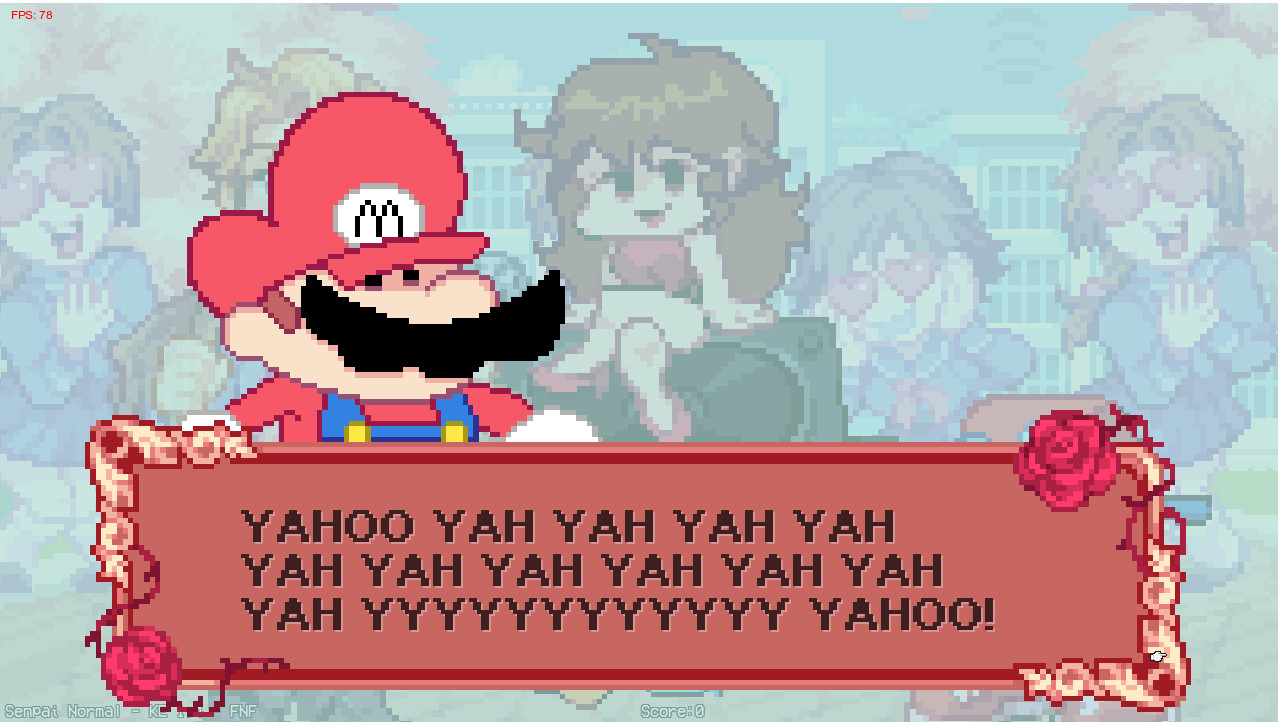 Speedrunner Mario over Senpai and Angry Senpai Mod for Friday Night ...