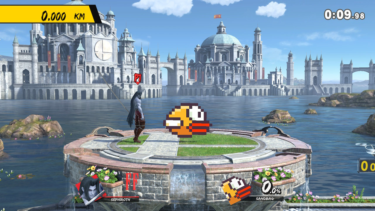 Flappy Bird over Home Run Sandbag [Super Smash Bros. Ultimate] [Mods]