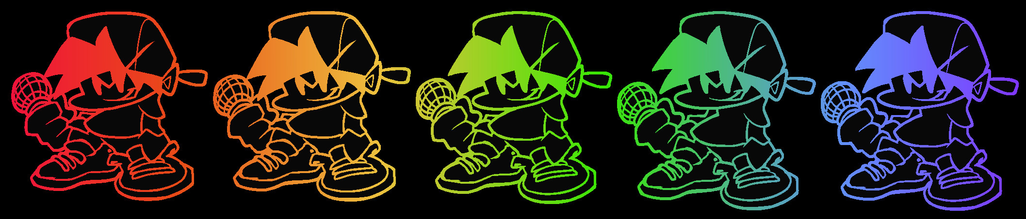 Rainbow Wireframe Boyfriend Mod for Friday Night Funkin' | FNF Mods