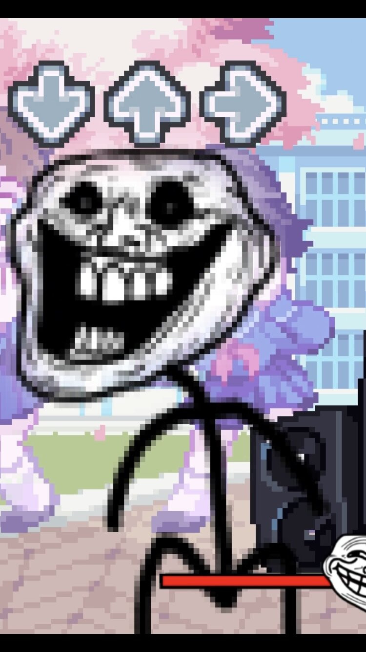 Trollface over Senpai Mod for Friday Night Funkin' | FNF Mods