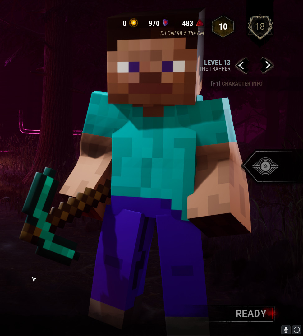 Minecraft Steve over Trapper (with pickaxe) Mod for Dead by Daylight ...