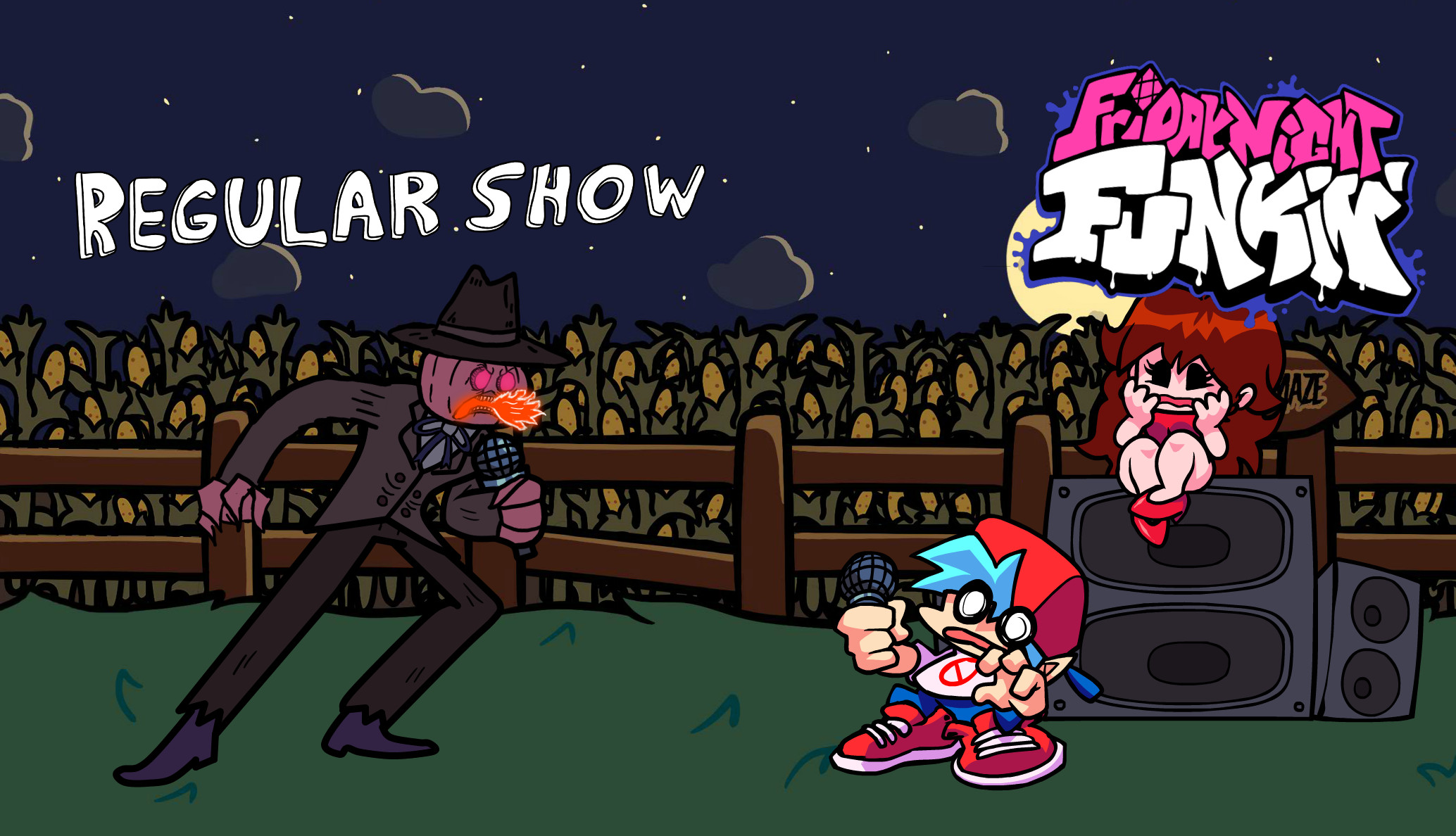 Regular Show ScareCrow replacing Zardy [Friday Night Funkin'] [Mods]