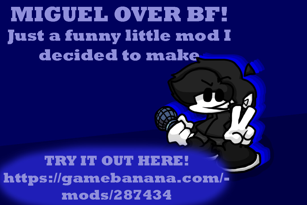 Miguel over Boyfriend mod Mod for Friday Night Funkin' | FNF Mods