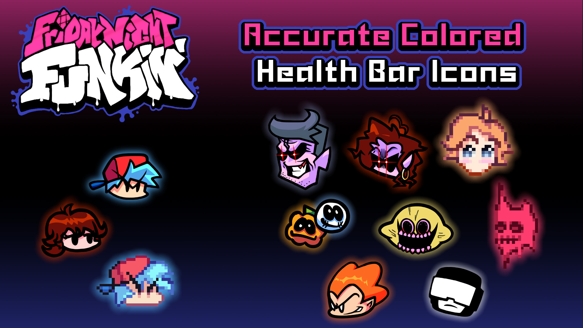 Accurate Colored Health Bar Icons [Friday Night Funkin'] [Mods]