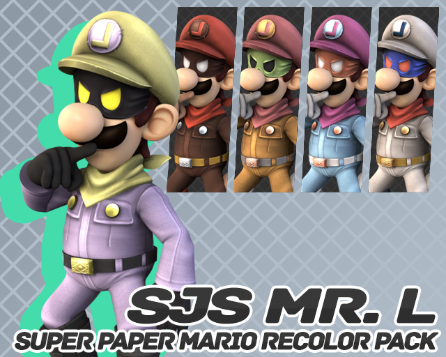 SJS Mr.L Super Paper Mario Recolor Pack Mod for Super Smash Bros. Brawl ...