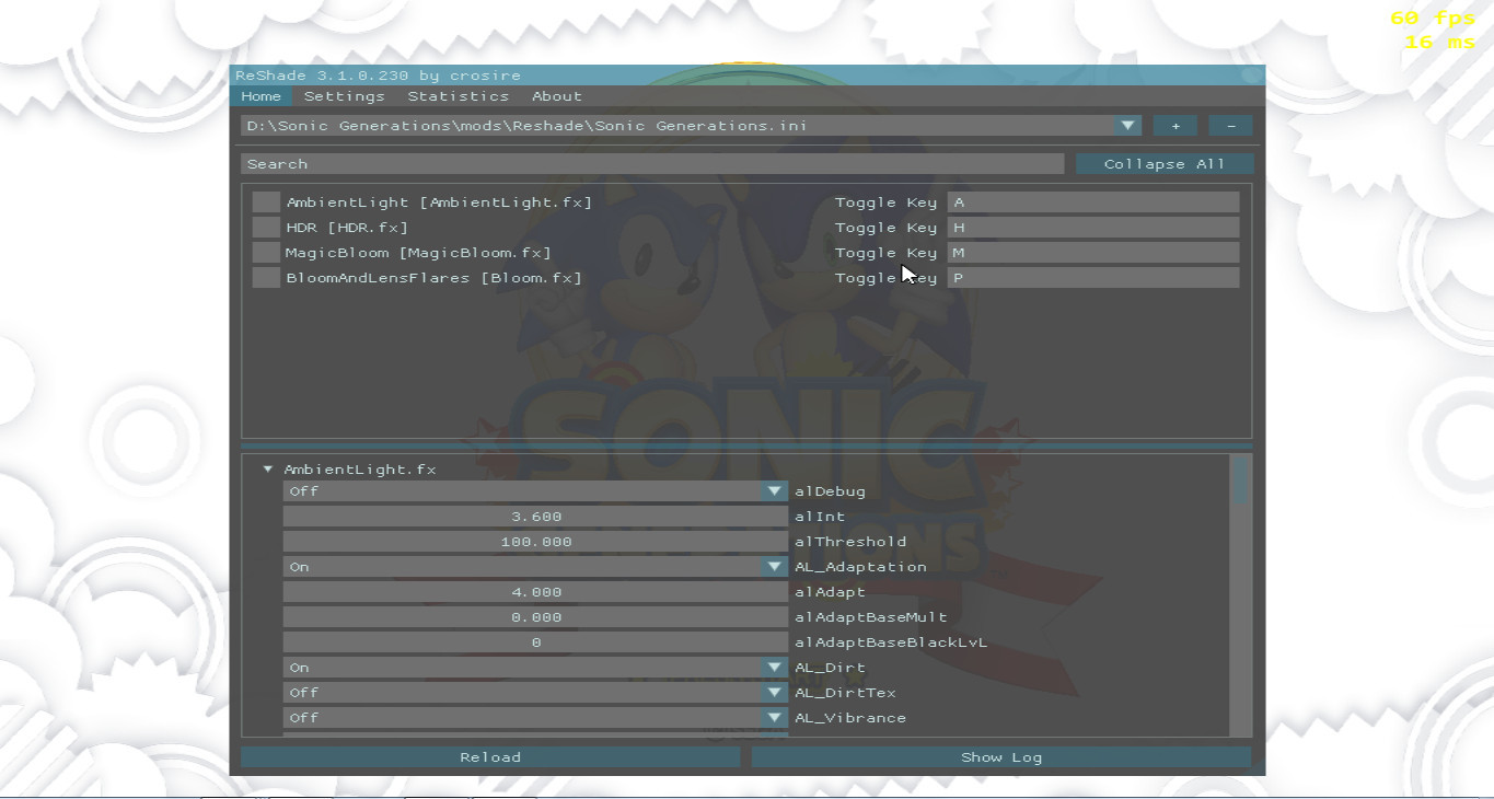 ReShade For Hedge Mod Manager Mod for Sonic Generations (2011) | Gens Mods