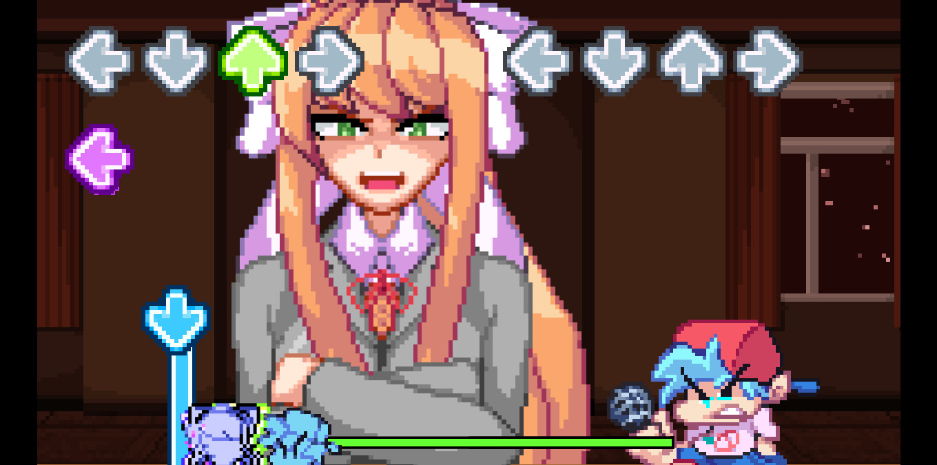 bf crying in Monika Full Week Mod for Friday Night Funkin' | FNF Mods