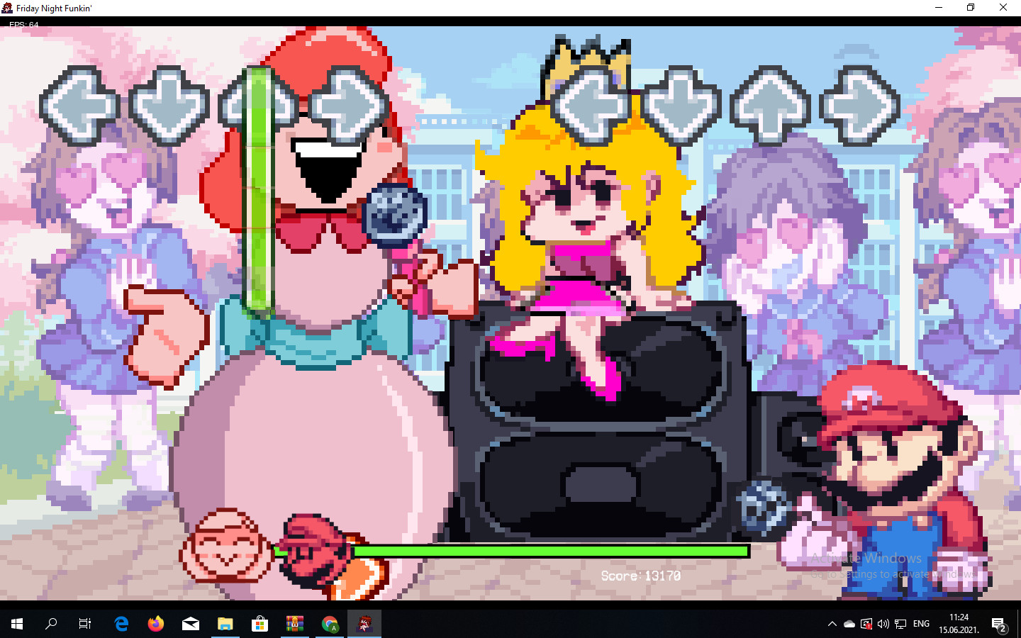 Peach ovewr Pixel GF Mod for Friday Night Funkin' | FNF Mods