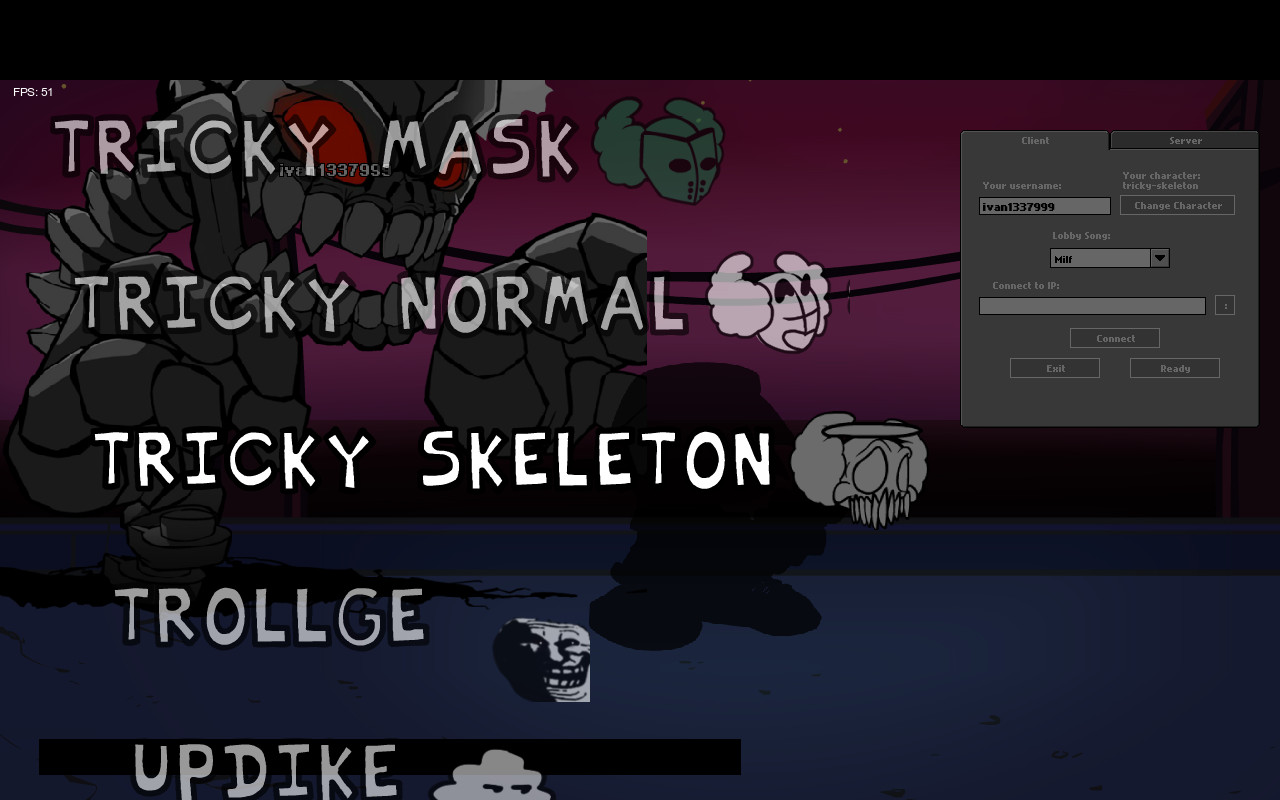 tricky phase 5(skeleton) multiplayer Mod for Friday Night Funkin' | FNF ...