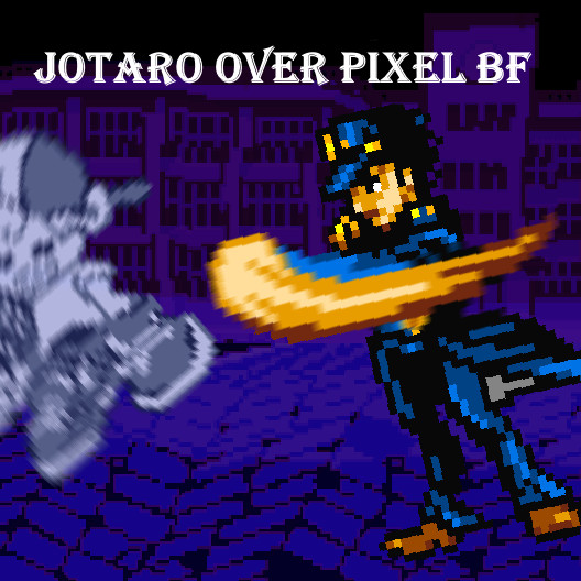 Pixel Jotaro over Pixel BF Mod for Friday Night Funkin' | FNF Mods