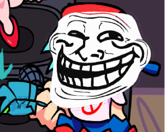 Bad edited trollface over bf Mod for Friday Night Funkin' | FNF Mods