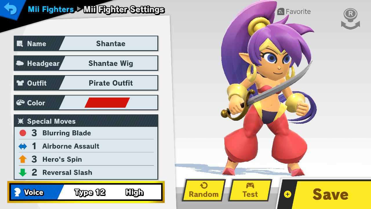 Shantae Mii Swordfighter Mod for Super Smash Bros. Ultimate | SSBU Mods