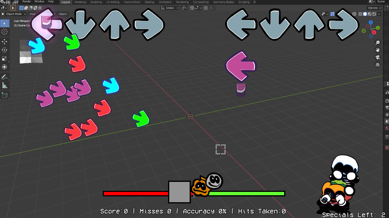 Vs. Untextured Default Blender Cube Mod for Friday Night Funkin' | FNF Mods