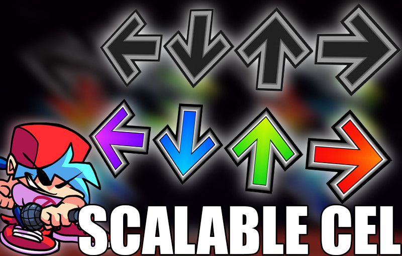 Animated Scalable Cel Noteskin Mod for Friday Night Funkin' | FNF Mods