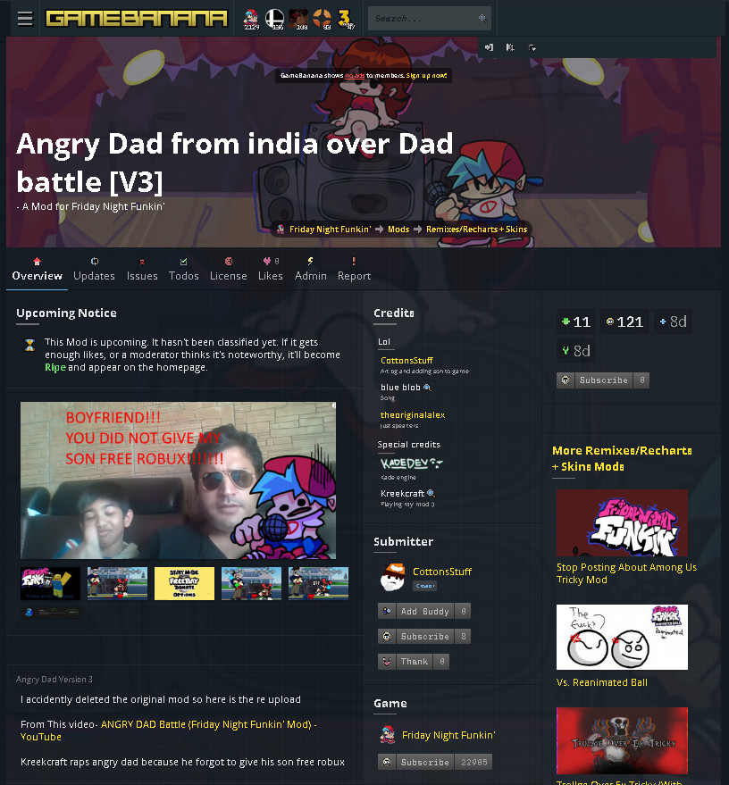 FNF KreekCraft Mod Angry Dad Free Robucks Song [Friday Night Funkin ...