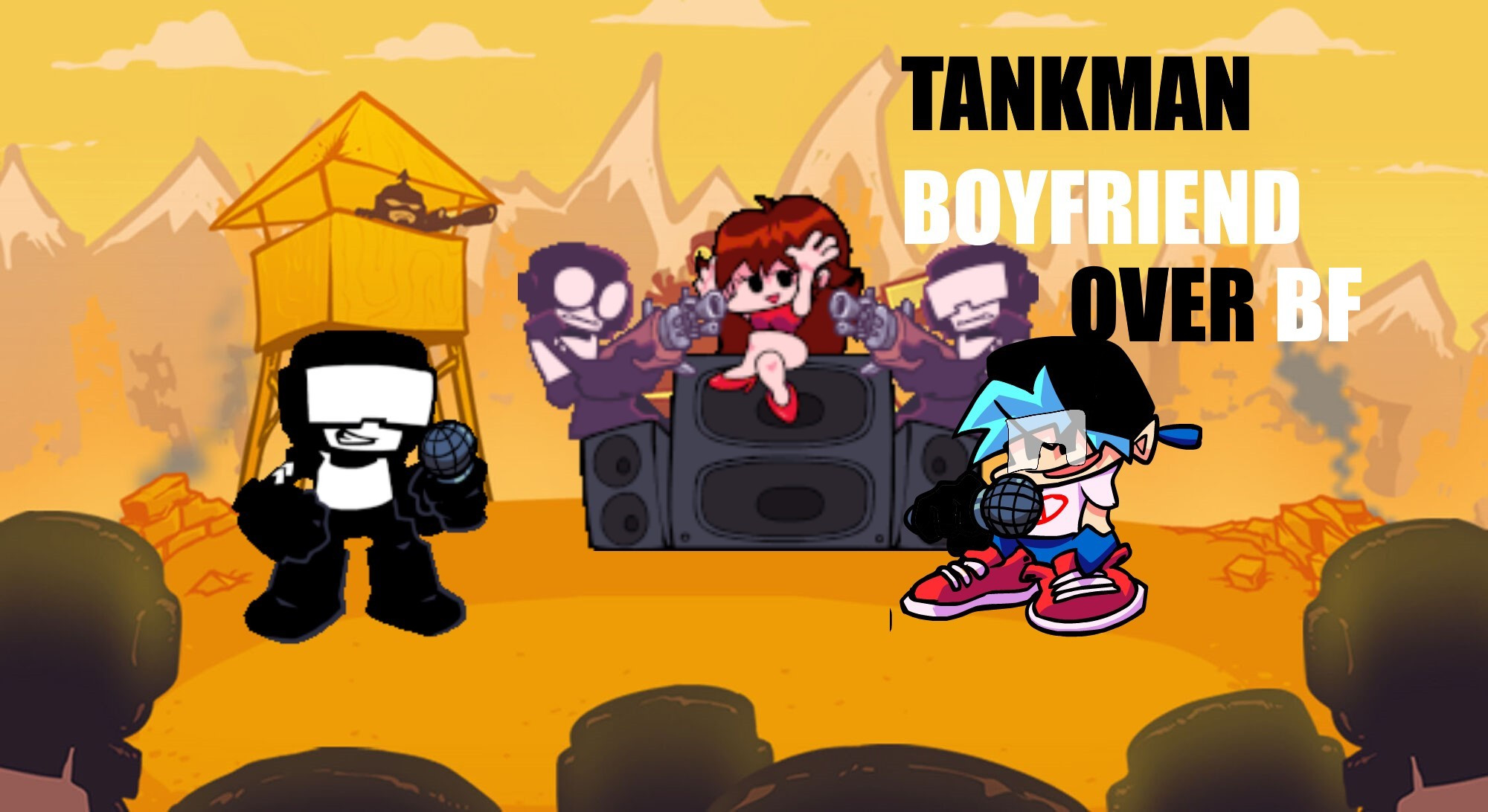 Tankman Boyfriend over BF (skin mod) Mod for Friday Night Funkin' | FNF ...