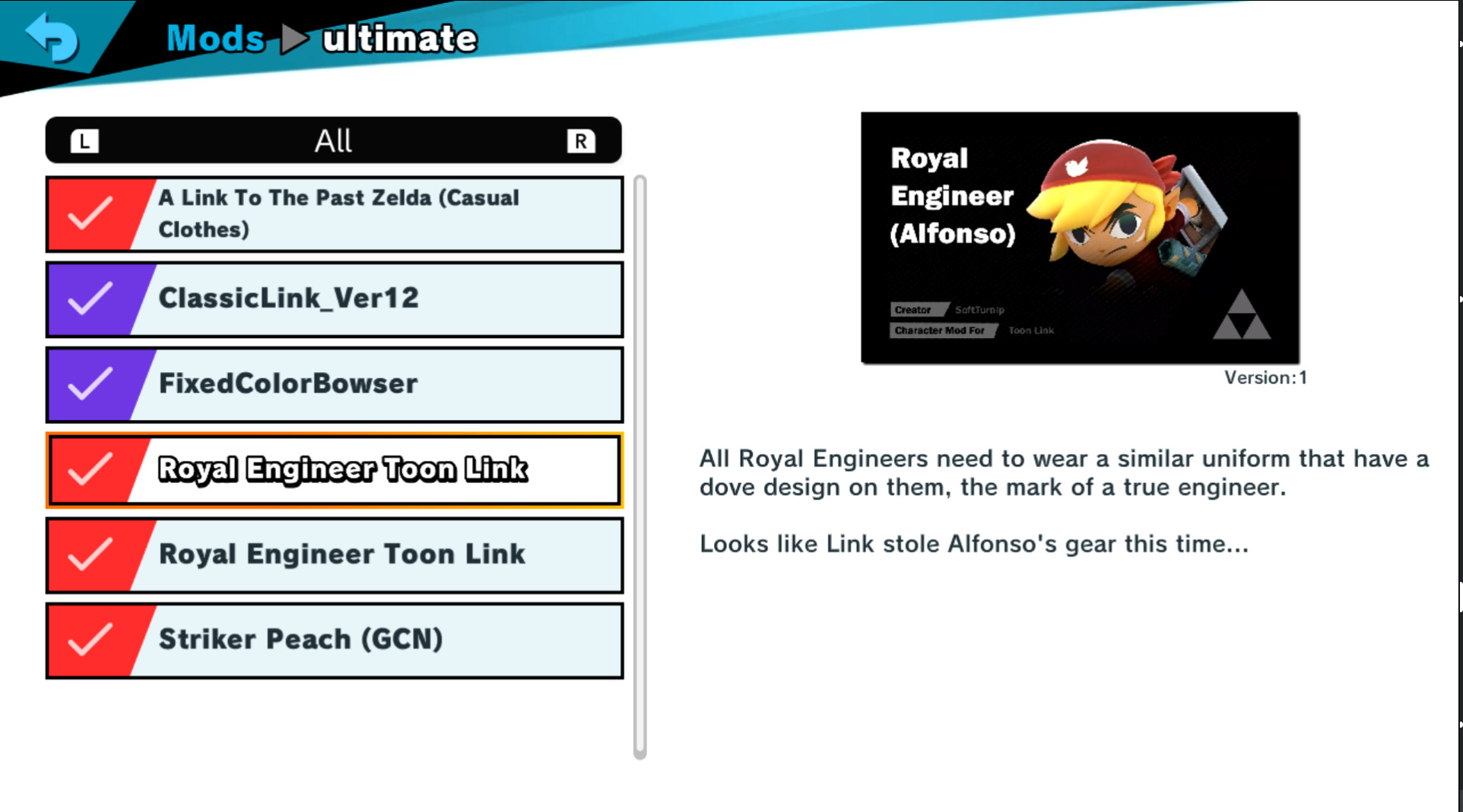 Royal Engineer Toon Link Mod for Super Smash Bros. Ultimate | SSBU Mods