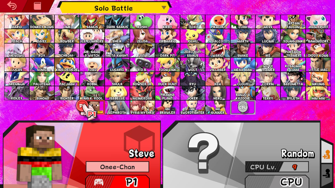 FSG Steve Mod for Super Smash Bros. Ultimate | SSBU Mods