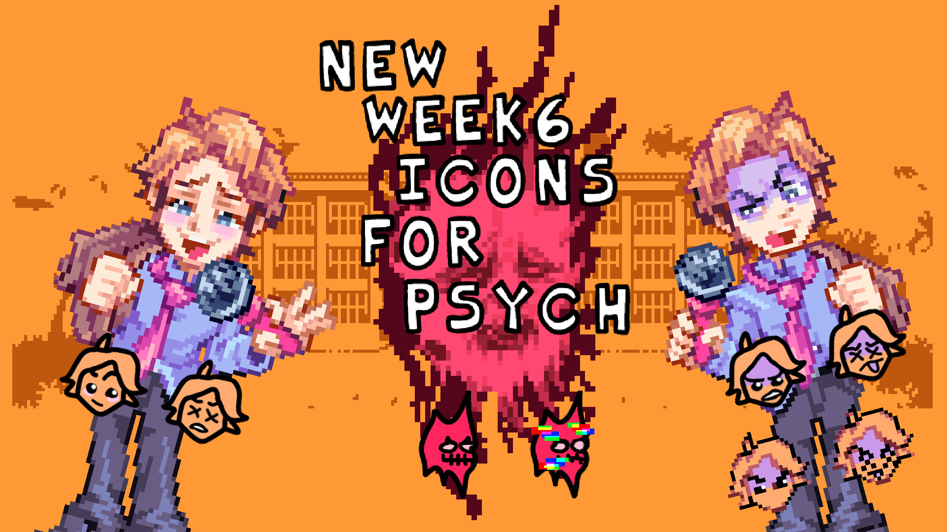Week 6 HD icons + icons for Angry Senpai [Friday Night Funkin'] [Mods]