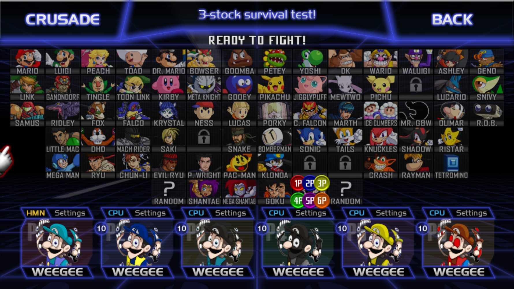 Custom Weegee Palette Pack 9.4 Mod for Super Smash Bros. Crusade | SSBC ...