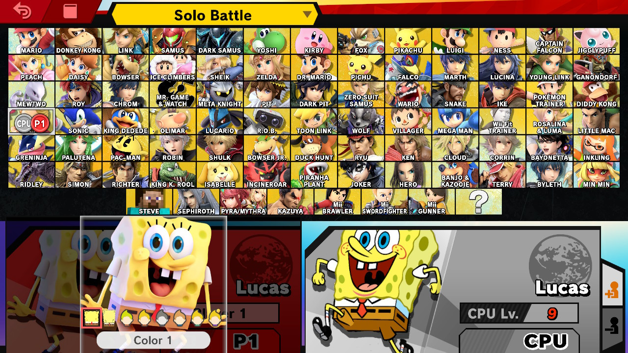 Spongebob over Lucas (Nick All-Star Brawl) Mod for Super Smash Bros ...