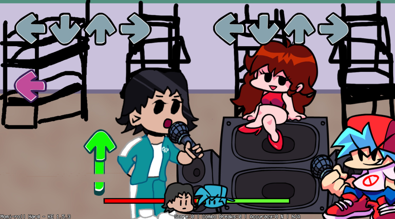 Kang Sae-Byeok over Momi Mod for Friday Night Funkin' | FNF Mods