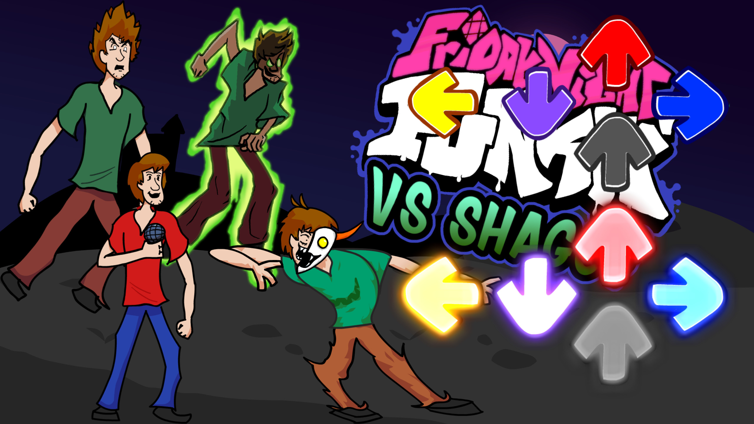 Shaggy notes over classic notes Mod for Friday Night Funkin' | FNF Mods