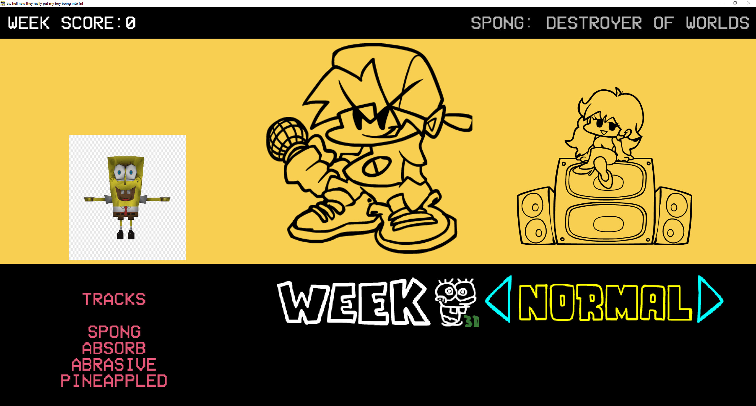 FNF VS SPONG 3D (FANMOD) Mod for Friday Night Funkin' | FNF Mods