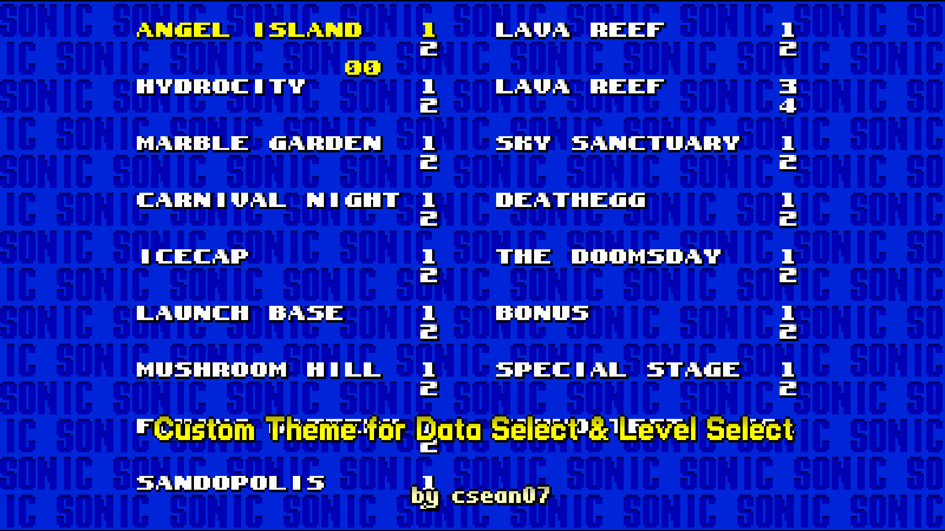 Custom Music For Data Select & Level Select Mod for Sonic 3 A.I.R ...