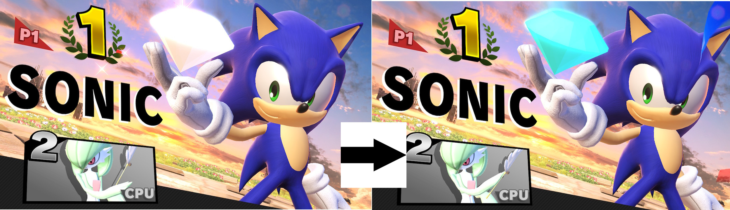 Rainbow Emerald Victory Screen [Super Smash Bros. Ultimate] [Mods]