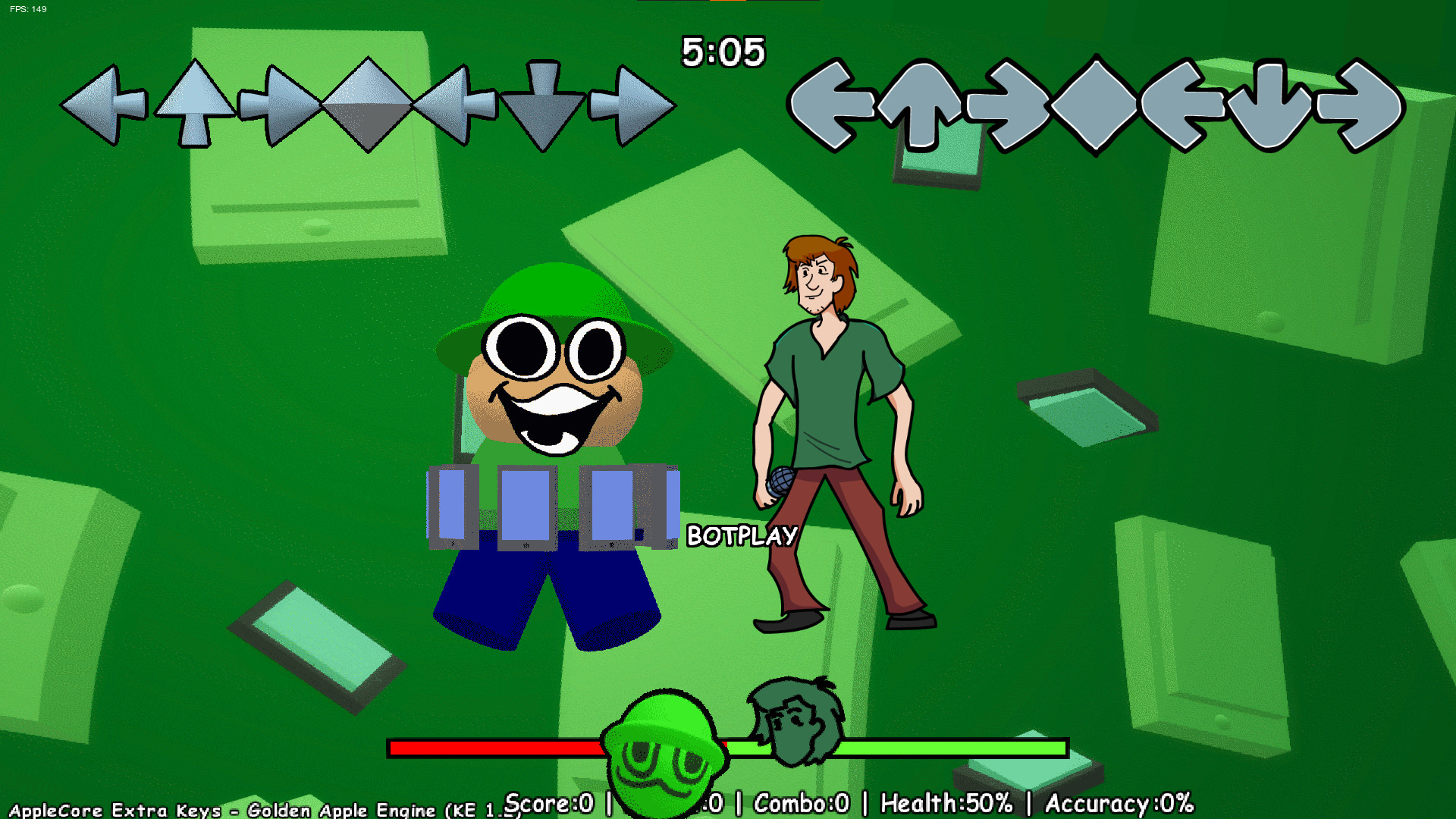 Golden Apple - Extra Keys, Shaggy Covers Addon Mod for Friday Night Funkin' | FNF Mods