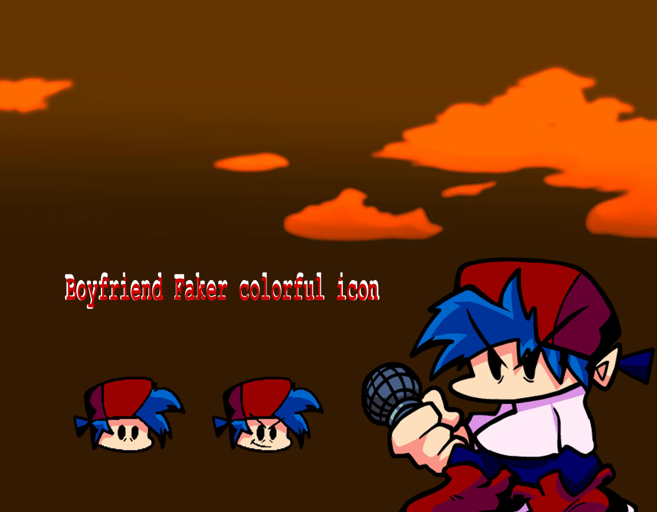 BF faker colorful icon Mod for Friday Night Funkin' | FNF Mods