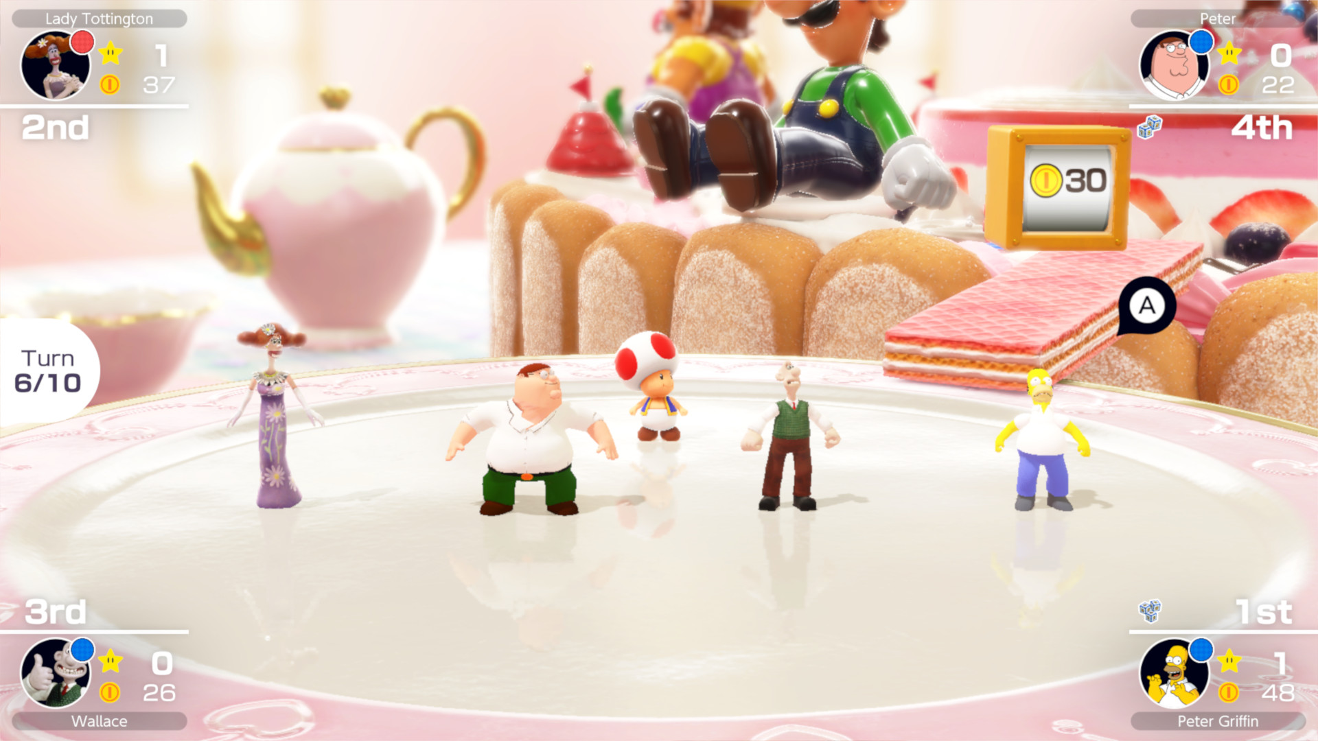 Homer Simpson (Over Mario) Mod for Mario Party Superstars | MPS Mods