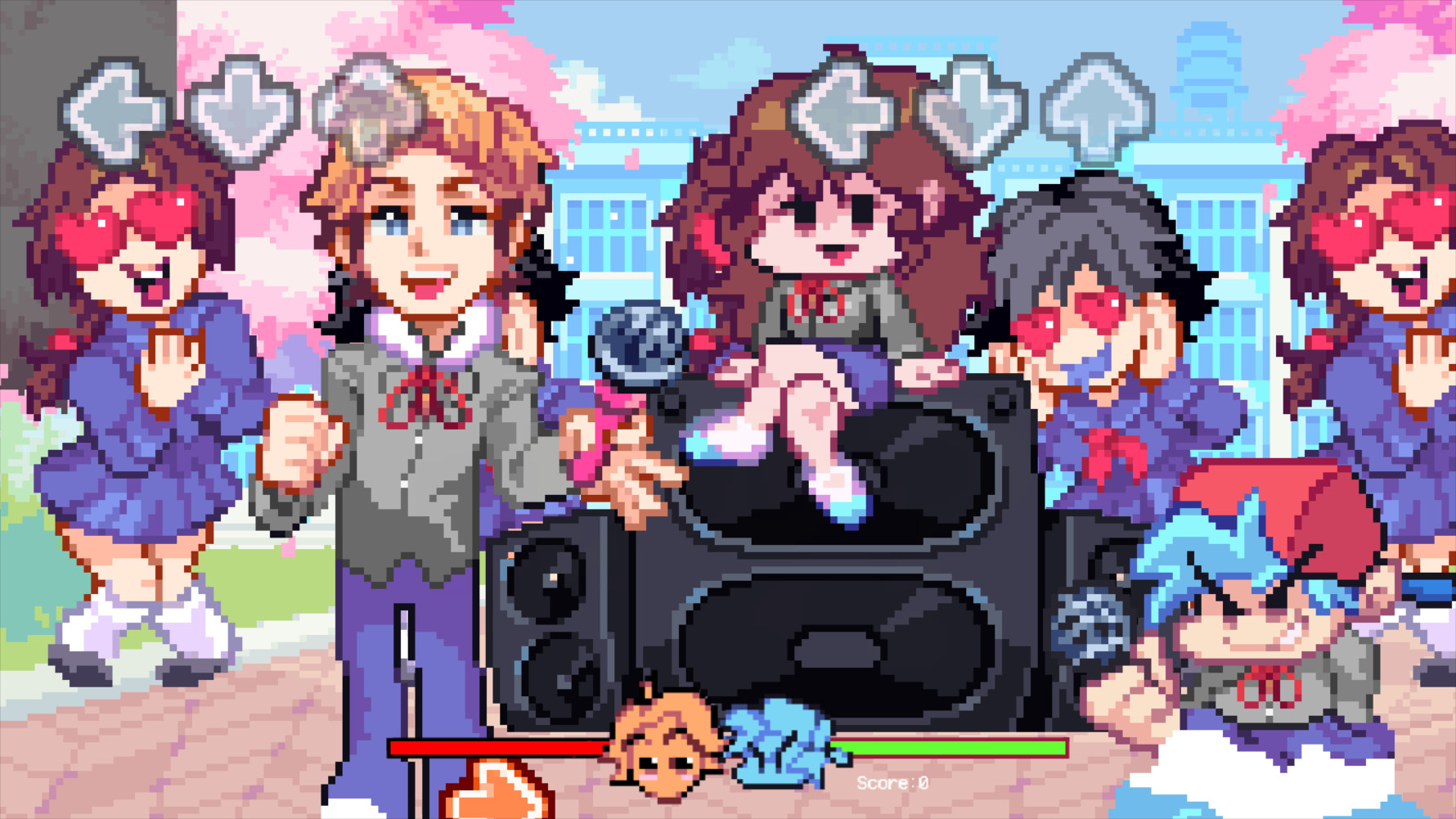 bfPixel & gfPixel with DDLC outfit Mod for Friday Night Funkin' | FNF Mods