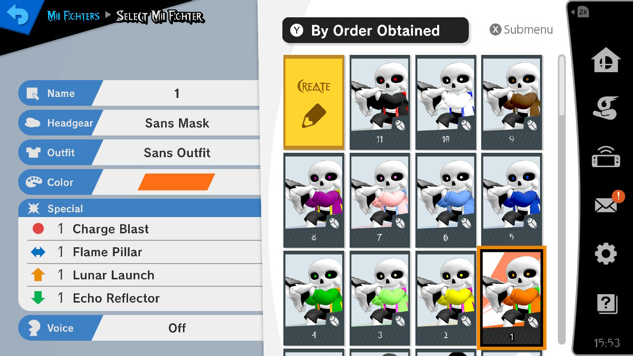 Sans Mii (Omega Extra Recolors) Mod for Super Smash Bros. Ultimate ...